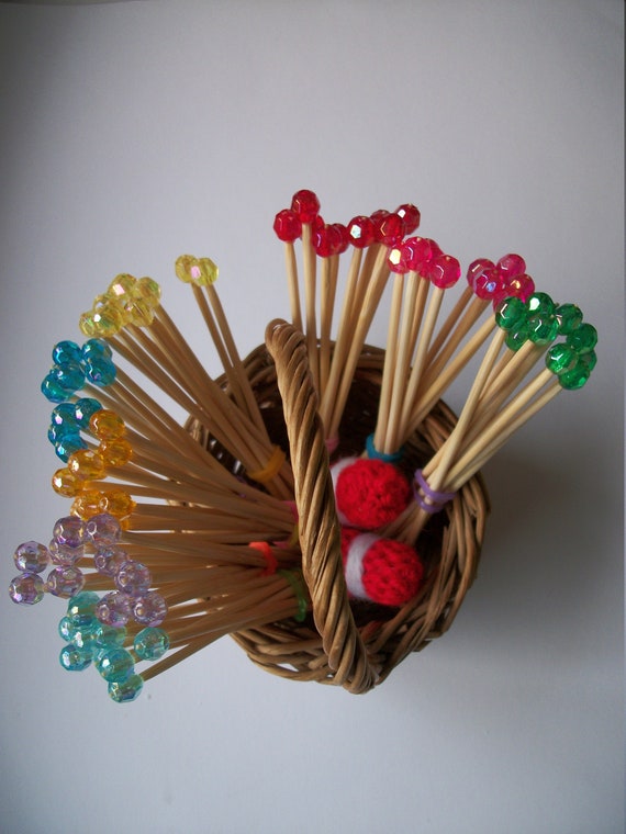 5 Pairs of Mini Knitting Needles Faceted Beads Ideal for - Etsy UK