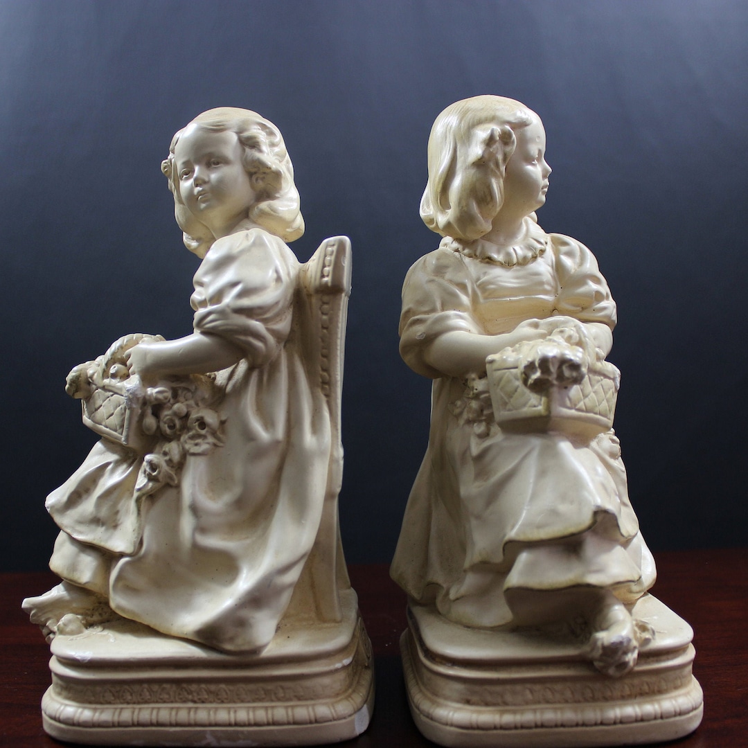 Chalkware Bookends by Alexander Backer Company~victorian Girls Holding ...