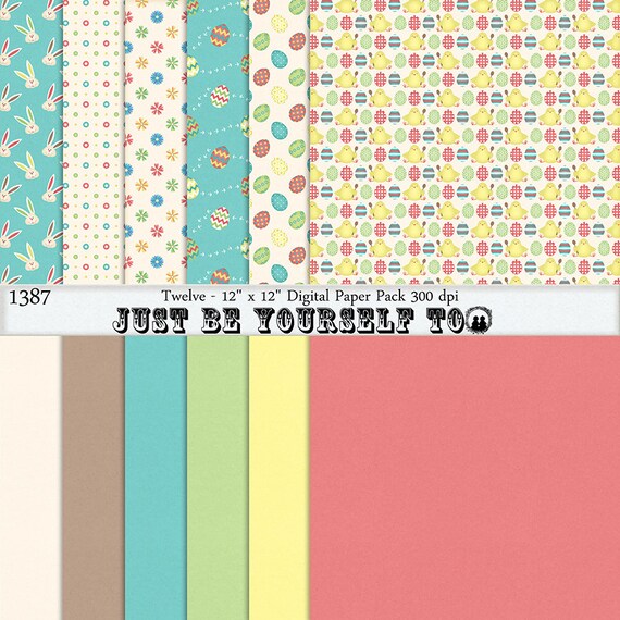 Items similar to 12 x 12 Inch Pastel Red Yellow Green and Blue Easter ...