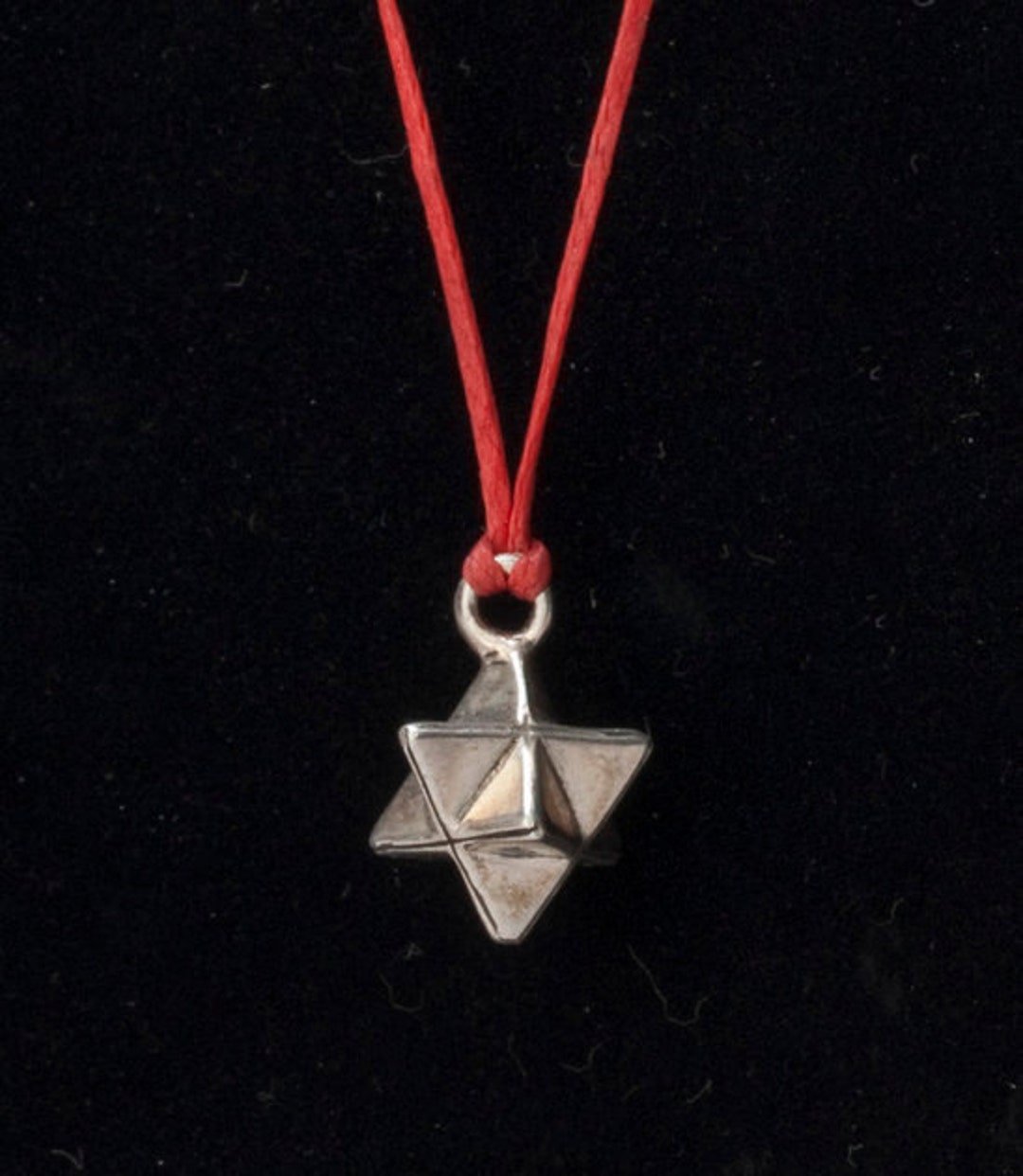 Star of David Necklace in Silver 3D Pendant With Kabbalah Red String ...