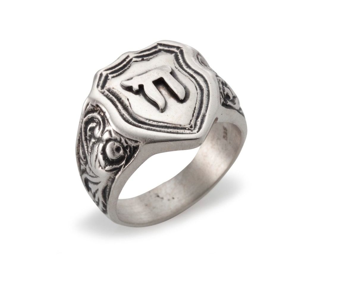Silver Signet Ring for Men With Shield-shaped Emblem and - Etsy