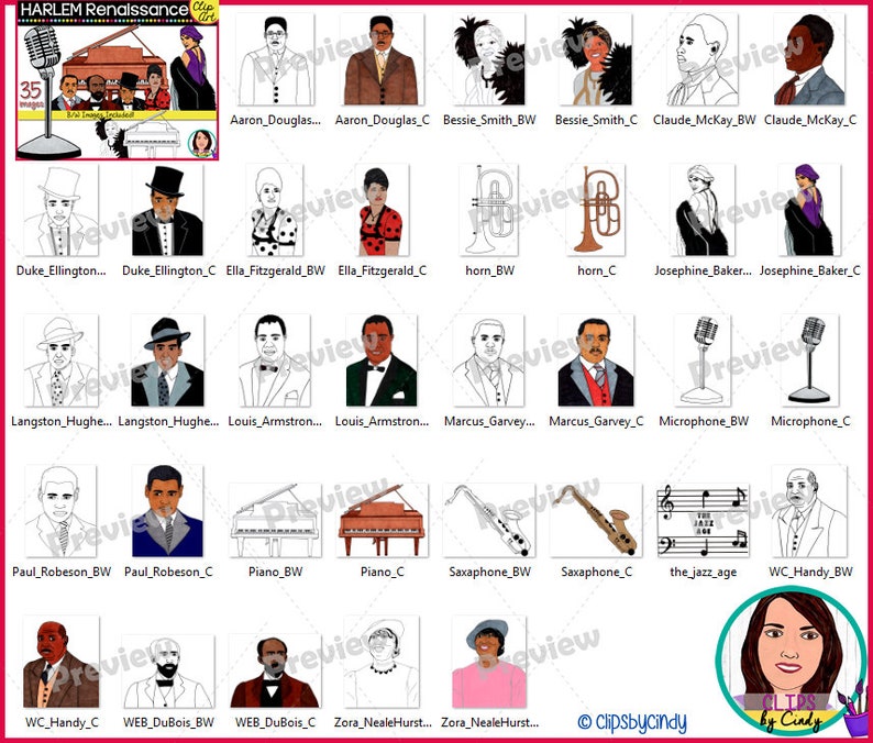 Harlem Renaissance Clip Art - Etsy