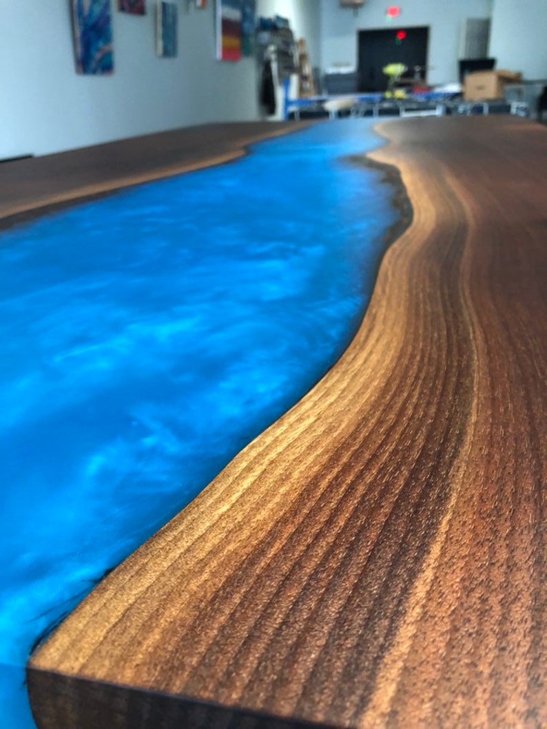 YOUR Custom Listing GORGEOUS Modern 7ft Blue Resin Walnut - Etsy