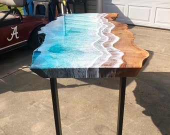 YOUR Custom Listing Live Edge Maple Ocean Console Table | Etsy