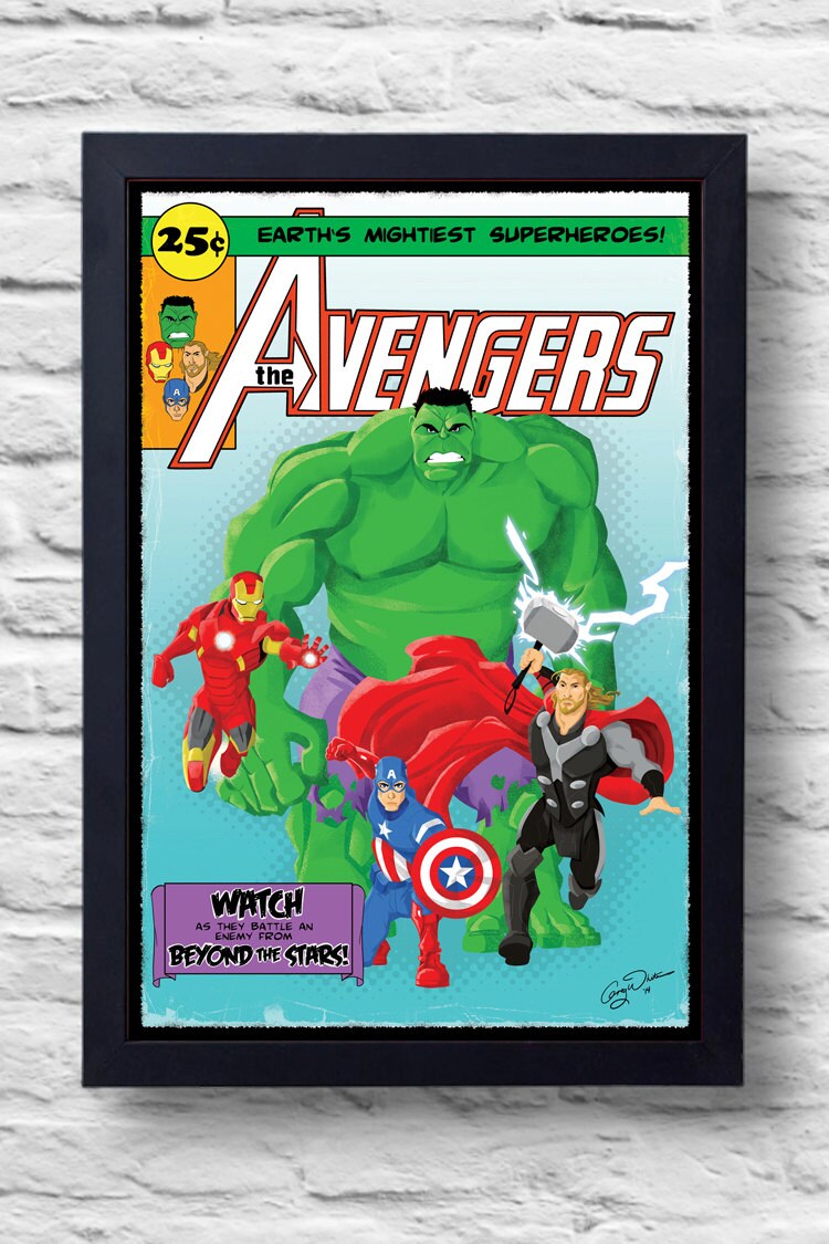 The Avengers Movie Poster Print Superhero Illustration | Etsy