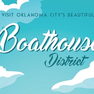 Oklahoma City Boathouse District Vintage Travel Poster Print, Art ...