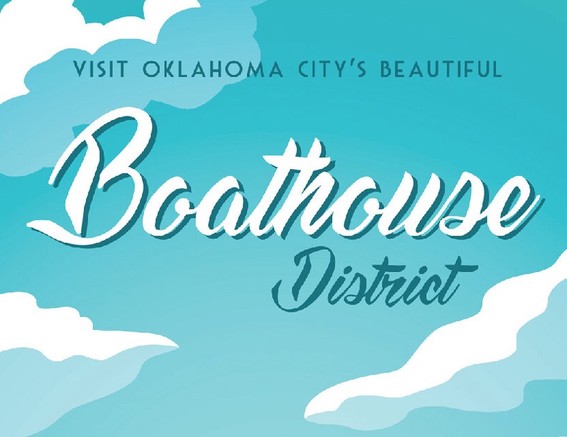 Oklahoma City Boathouse District Vintage Travel Poster Print, Art ...