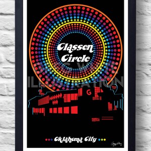 Classen Circle Oklahoma City Vintage Travel Poster Print, Art, Retro ...