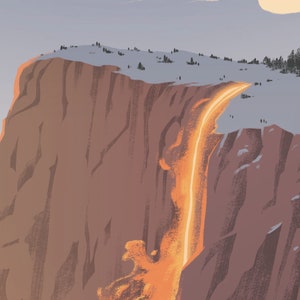 Yosemite Firefall Vintage Travel Poster Print, Art, Retro Painting ...