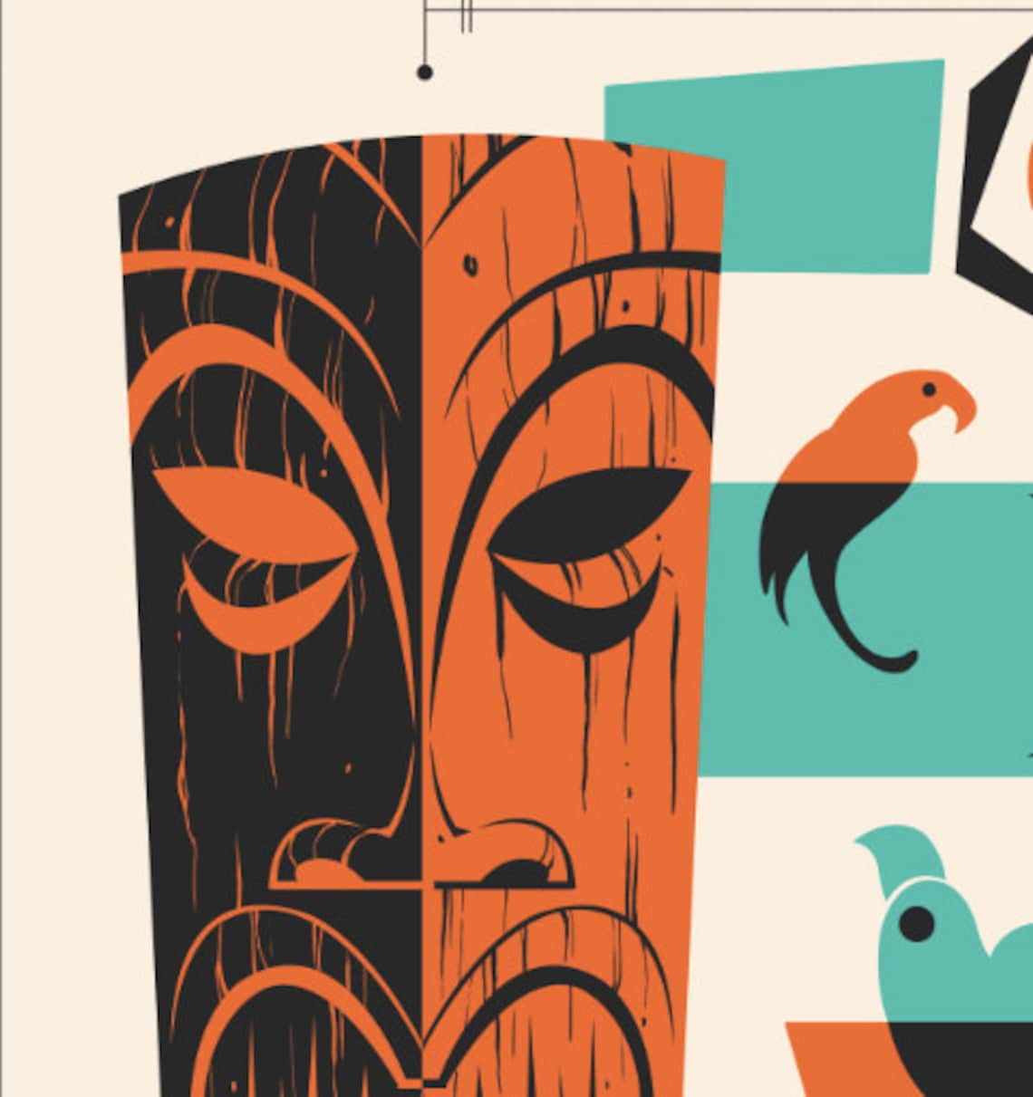 Vintage Style 1960s Tiki Print Art Retro Painting Gift - Etsy