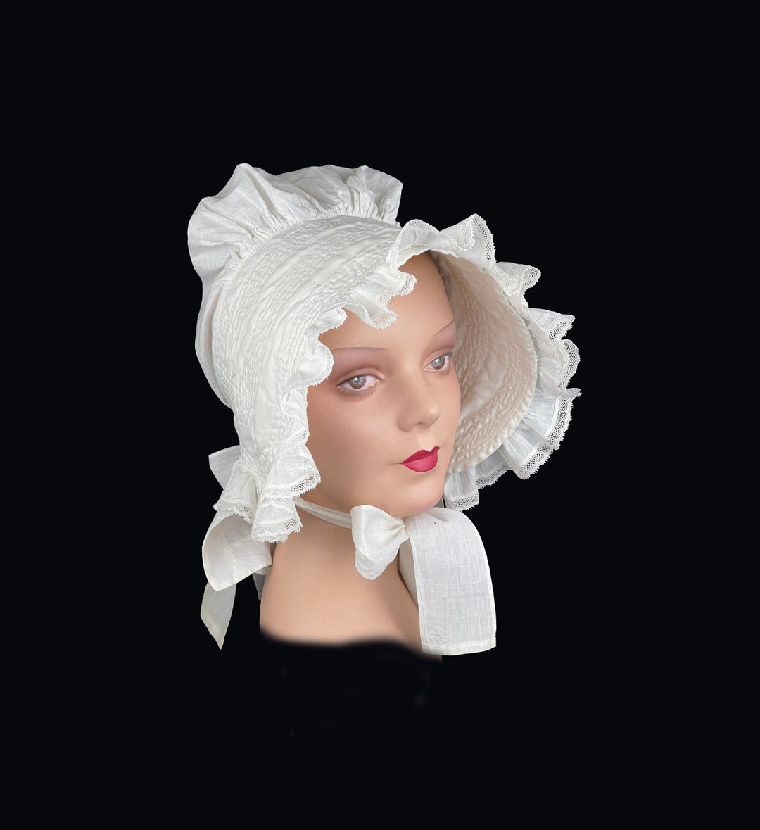 Rare 1860s Antique Linen Quilted Wedding Bonnet Authentic to American ...