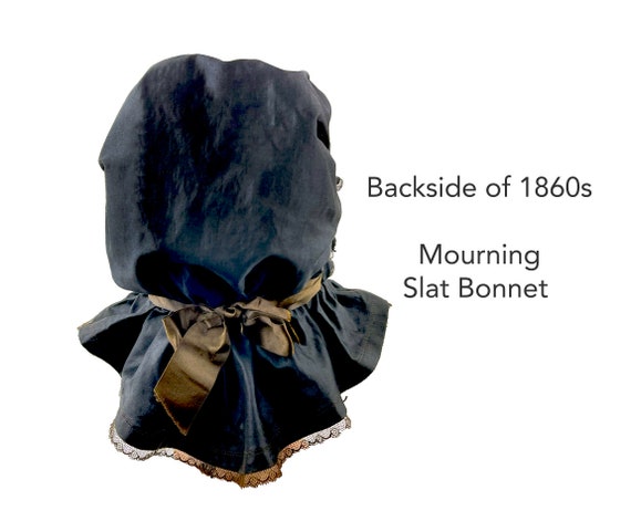Rare 1860s Slat Poke Bonnet Victorian Mourning Civil … - Gem