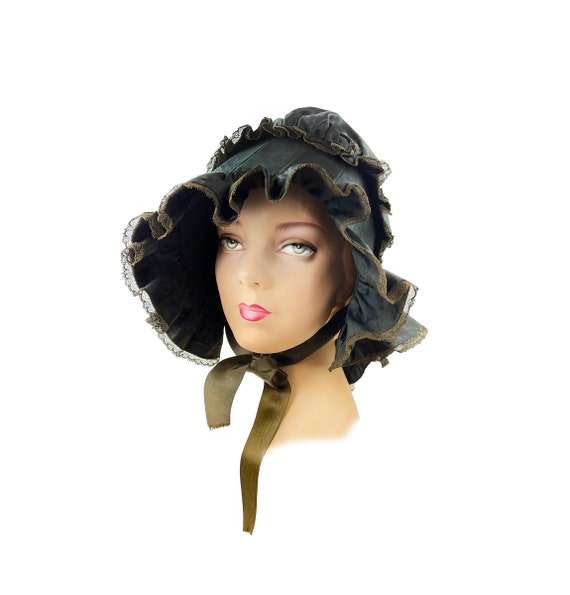 Rare 1860s Slat Poke Bonnet Victorian Mourning Civil … - Gem