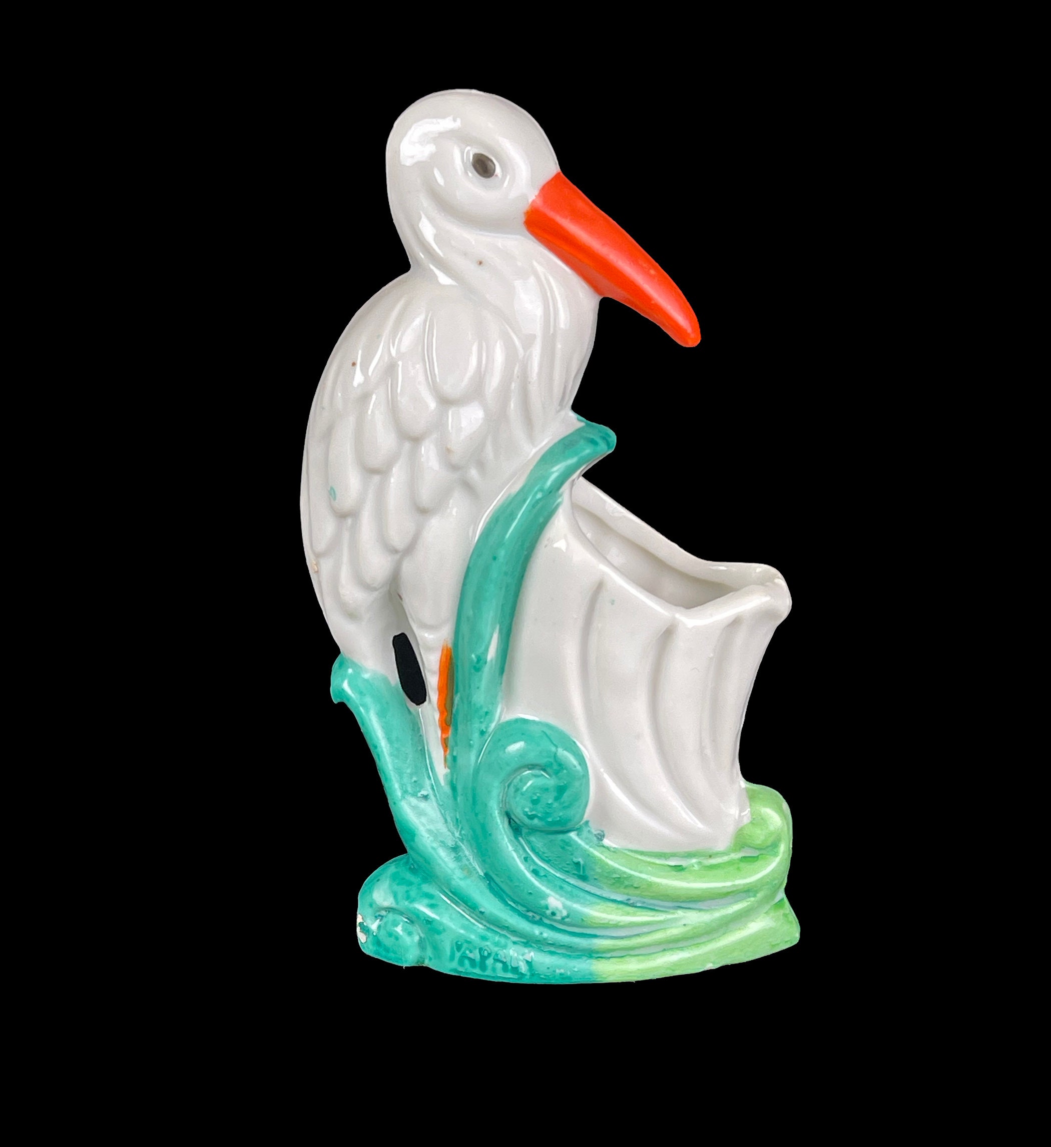 Vintage Art Deco 1920s Stork Figurine Bud Vase or Pencil Holder ...