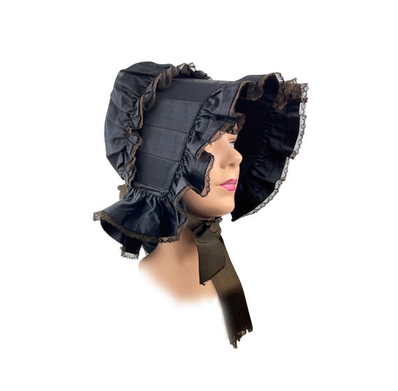 Rare 1860s Slat Poke Bonnet Victorian Mourning Civil … - Gem