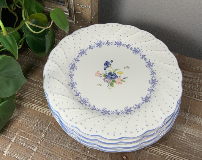 Four 4 Nikko BLUE PEONY 8 Salad Plates Flowers and Polka Dots - Etsy