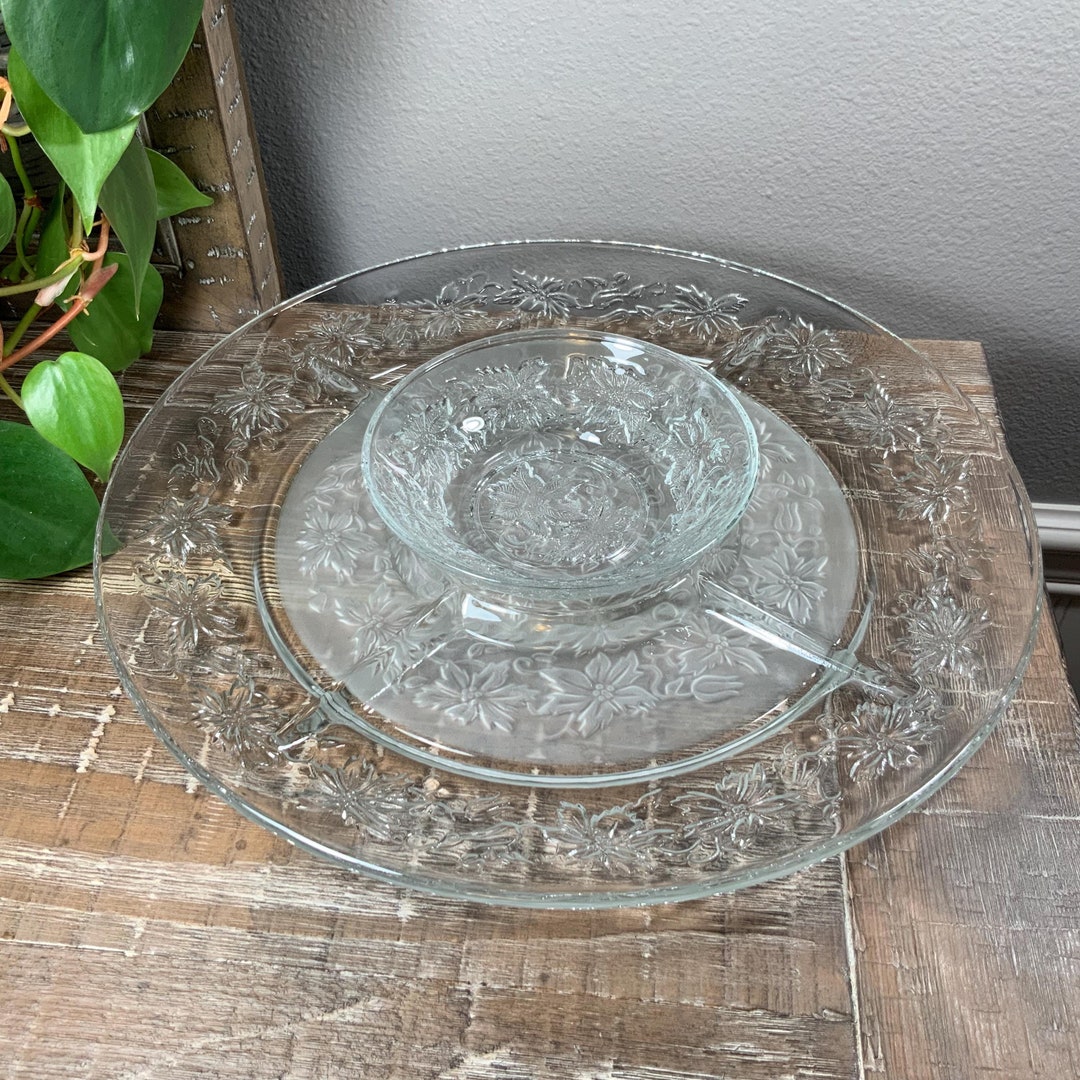 Princess House FANTASIA Divided Serving Platter With Bowl - Chip and ...