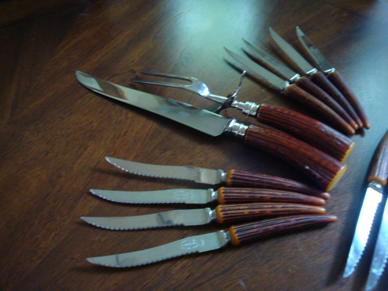 Sheffield England Cutlery "bone" Handled Carving Knife and Fork(1 Set ...