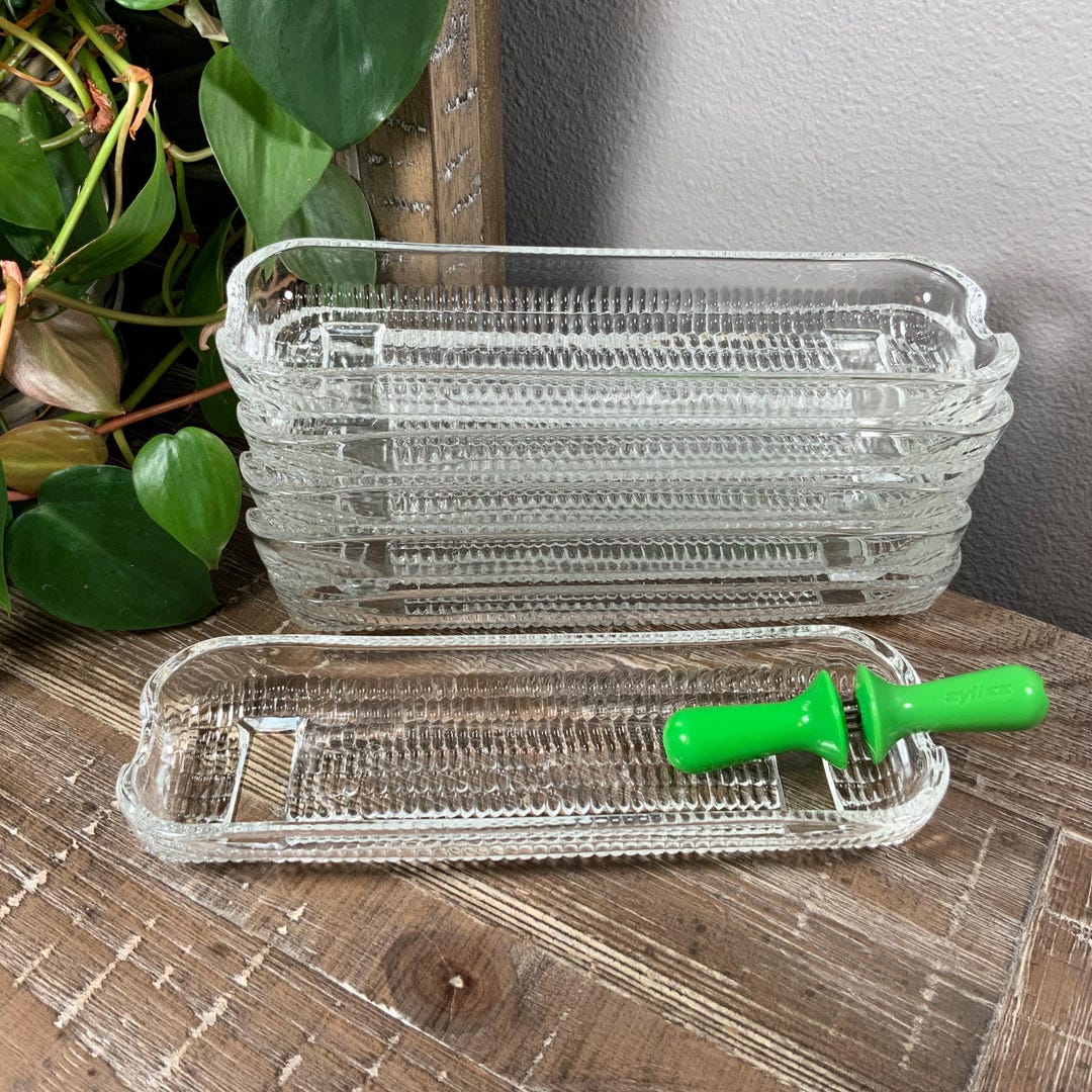 Six (6) Crystal Sweet Corn on the Cob Holders / Boats / Bowls / Cradles ...