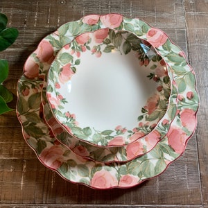 Four 4 Nikko PRECIOUS 10-3/4 Dinner Plates Pink Rose Garden Designed by ...