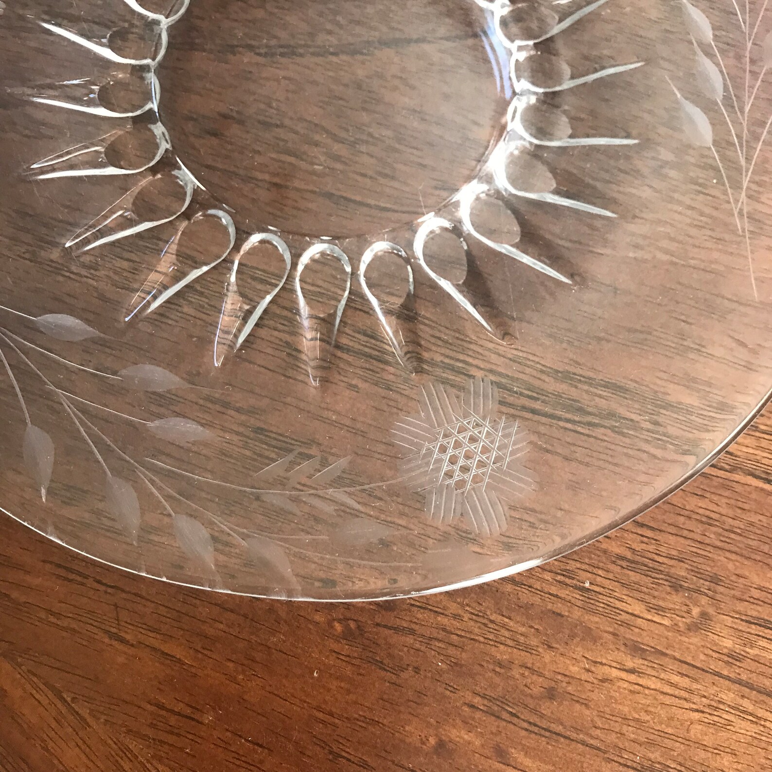 Four (4) Cornflower Cut on New Martinsville JANICE Blank Crystal Salad ...