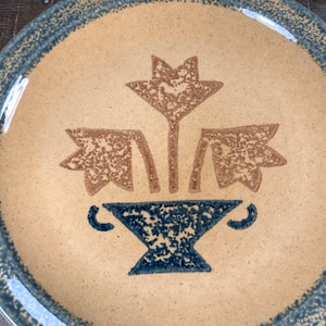 Four (4) Pfaltzgraff AMERICA Dinner Plates - Spongeware Tree, Vase, and ...