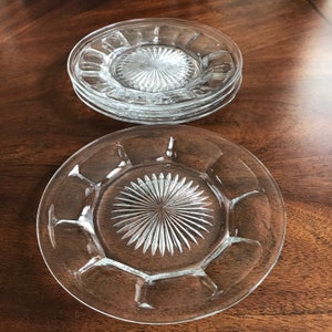 Four (4) Heisey COLONIAL PURITAN #341 Pressed Crystal 8-1/2 Inch Plates ...