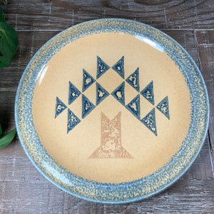 Four (4) Pfaltzgraff AMERICA Dinner Plates - Spongeware Tree, Vase, and ...