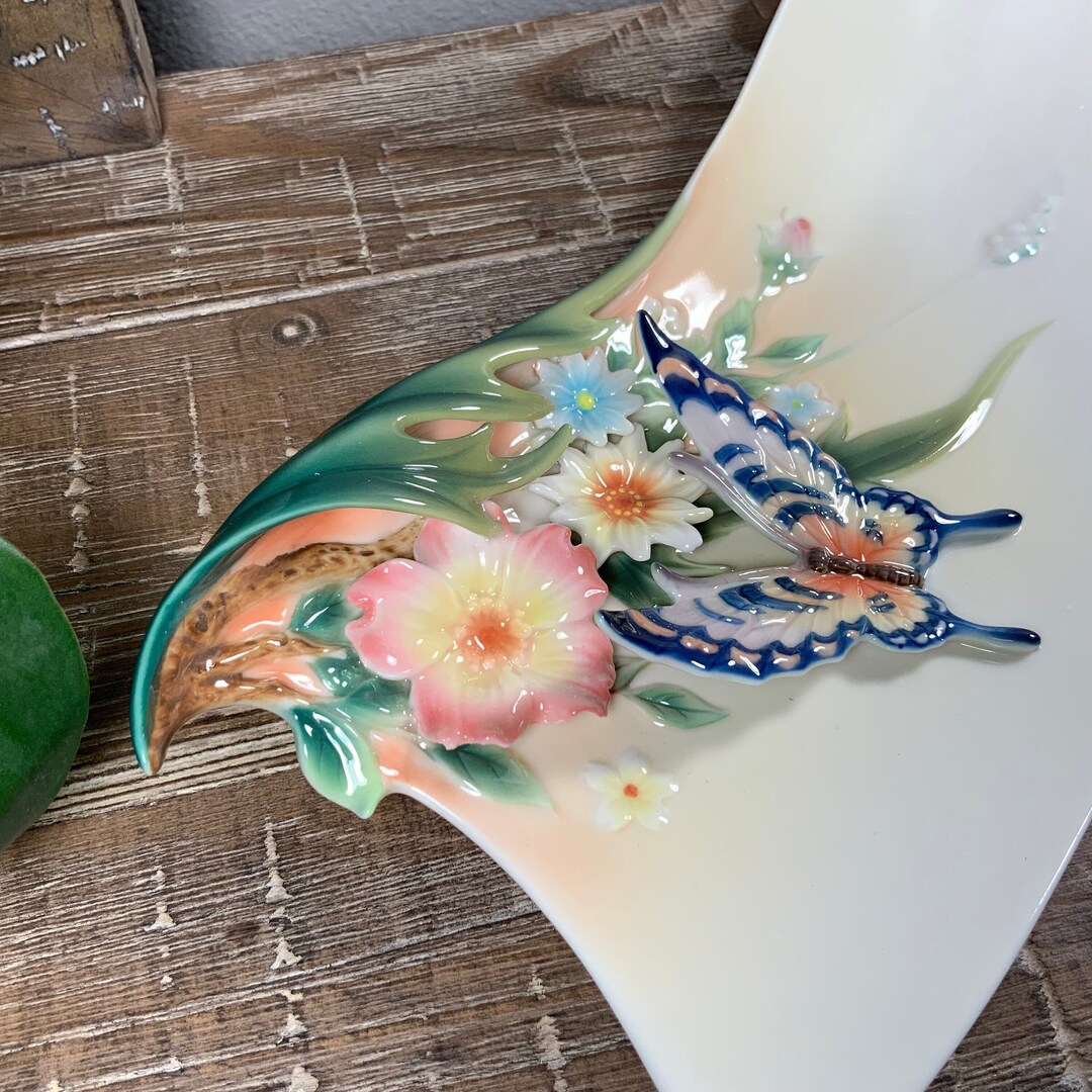 Franz Porcelain FLUTTERING BEAUTY Flower and Butterfly Sculptured ...