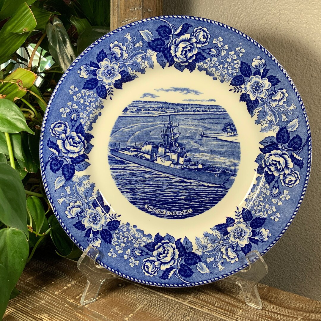 Wood & Sons U.S.S. WINSTON S. CHURCHILL - Blue and White 10-1/4 ...