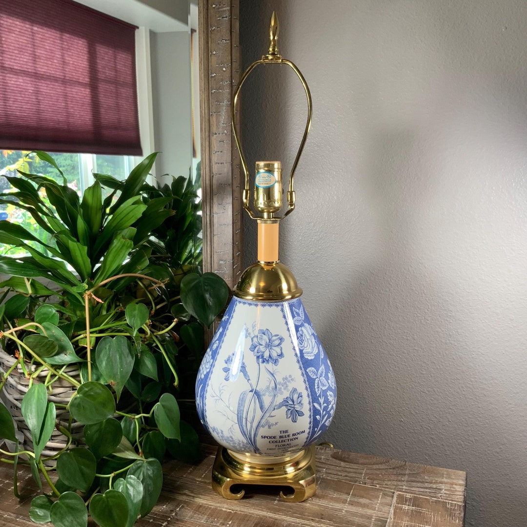 Spode FLORAL Georgian Collection Electric Table Lamp - Blue and White ...