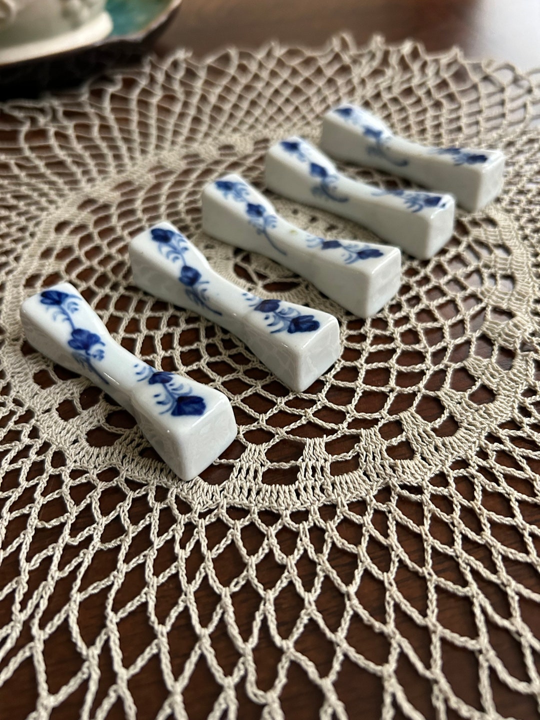 Blue and White Porcelain Chopstick or Knife Rests (5)! - Etsy