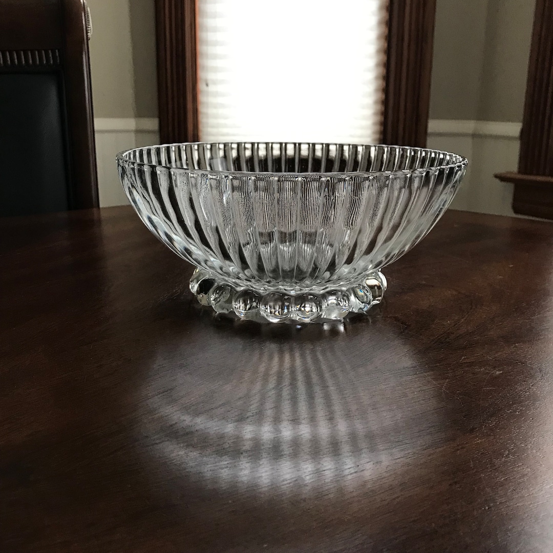 Anchor Hocking AHC37 CLEAR Vertical Ridges With Glass Ball Trim, Fruit ...