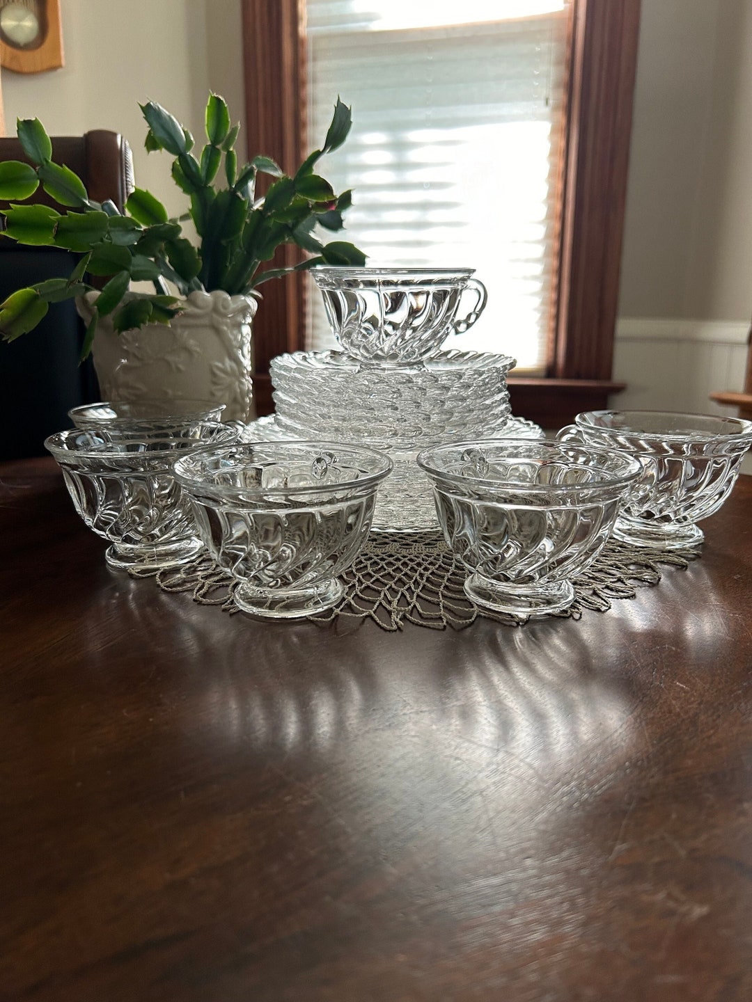 Fostoria COLONY Heavy Swirled 3 Piece Crystal Tea Sets for Six! - Etsy
