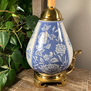Spode FLORAL Georgian Collection Electric Table Lamp Blue and White ...
