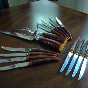 Sheffield England Cutlery "bone" Handled Carving Knife and Fork(1 Set ...