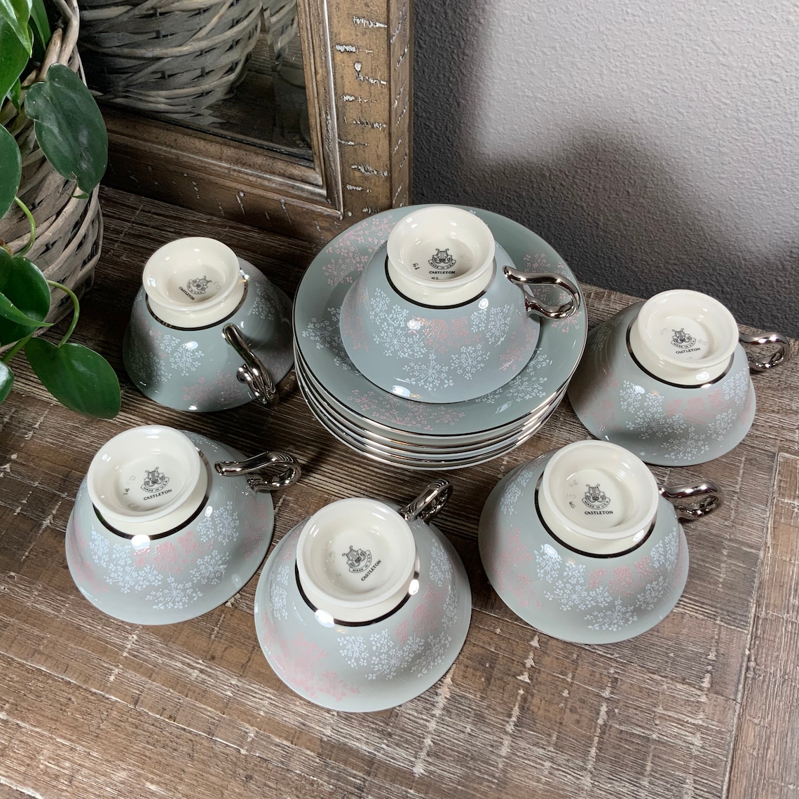 Six 6 Castleton China LACE Cups and Saucers Pink and White - Etsy