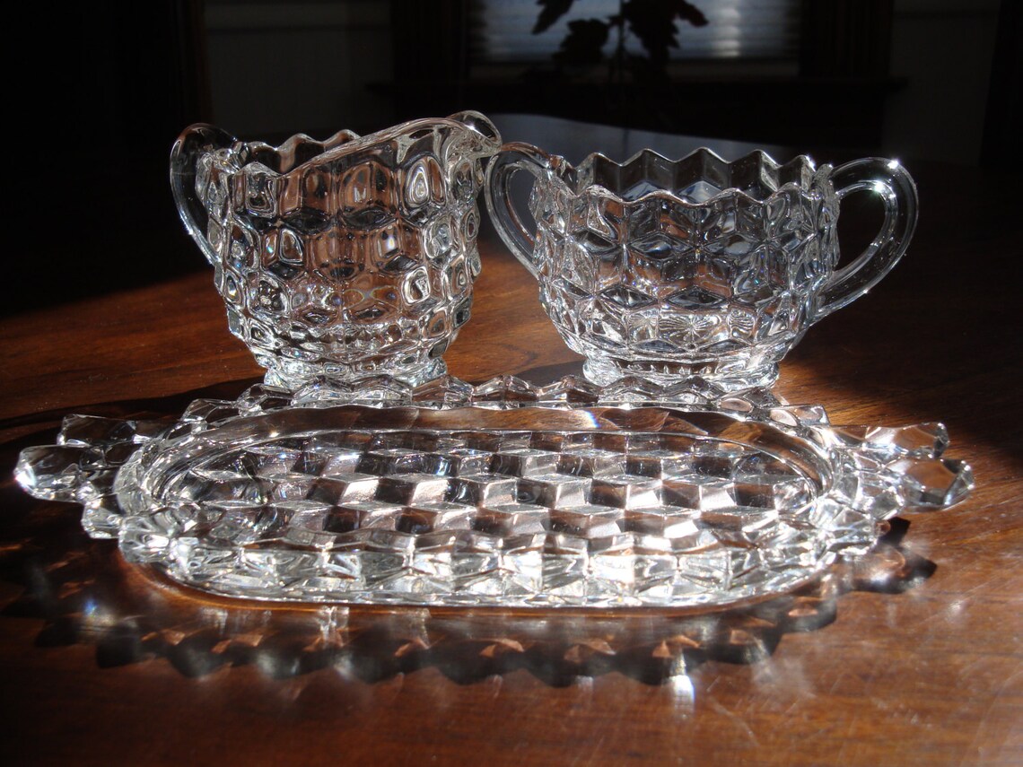 Fostoria AMERICAN Table Size Sugar and Creamer With Tray - Etsy