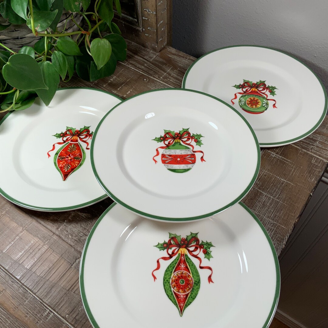 Four 4 Christopher Radko 8 HOLIDAY CELEBRATIONS Salad / Dessert Plates ...