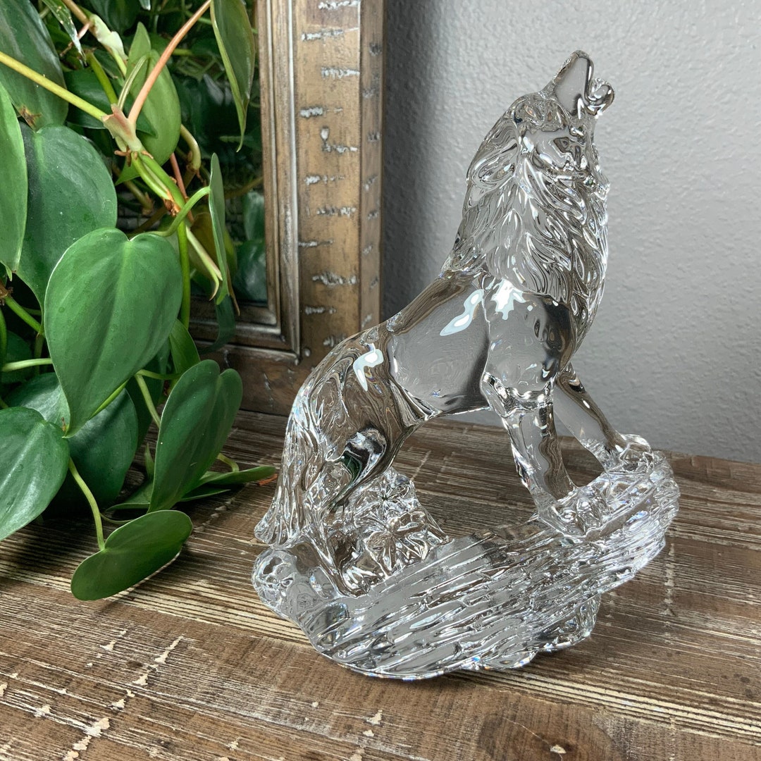 Princess House WONDERS of the WILD Howling Wolf Lead Crystal Animal ...