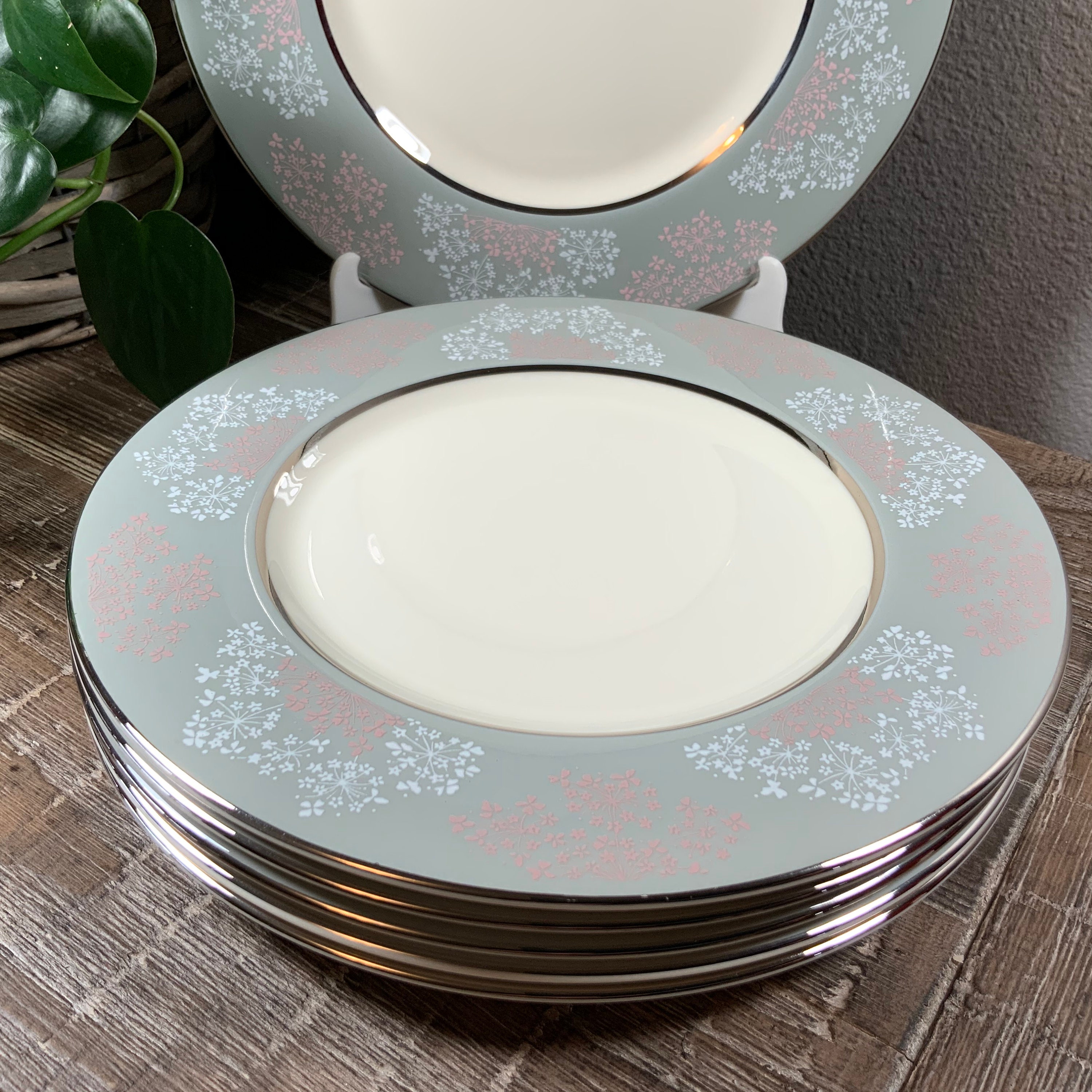 Three 3 Castleton China LACE 11 Dinner Plates Pink and | Etsy