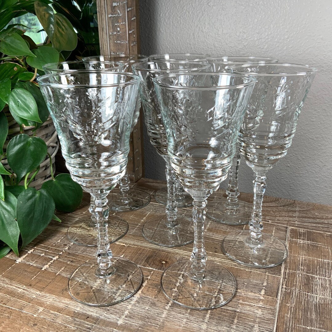Eight 8 Libbey Rock Sharpe ARCTIC ROSE Crystal Water Goblets - Etsy
