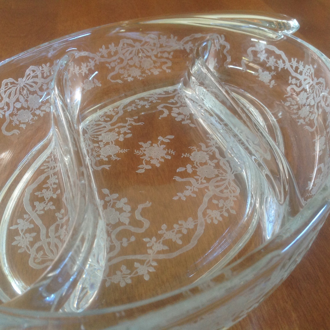 Fostoria ROMANCE Clear Crystal 3-Part Relish Dish / Bowl with | Etsy