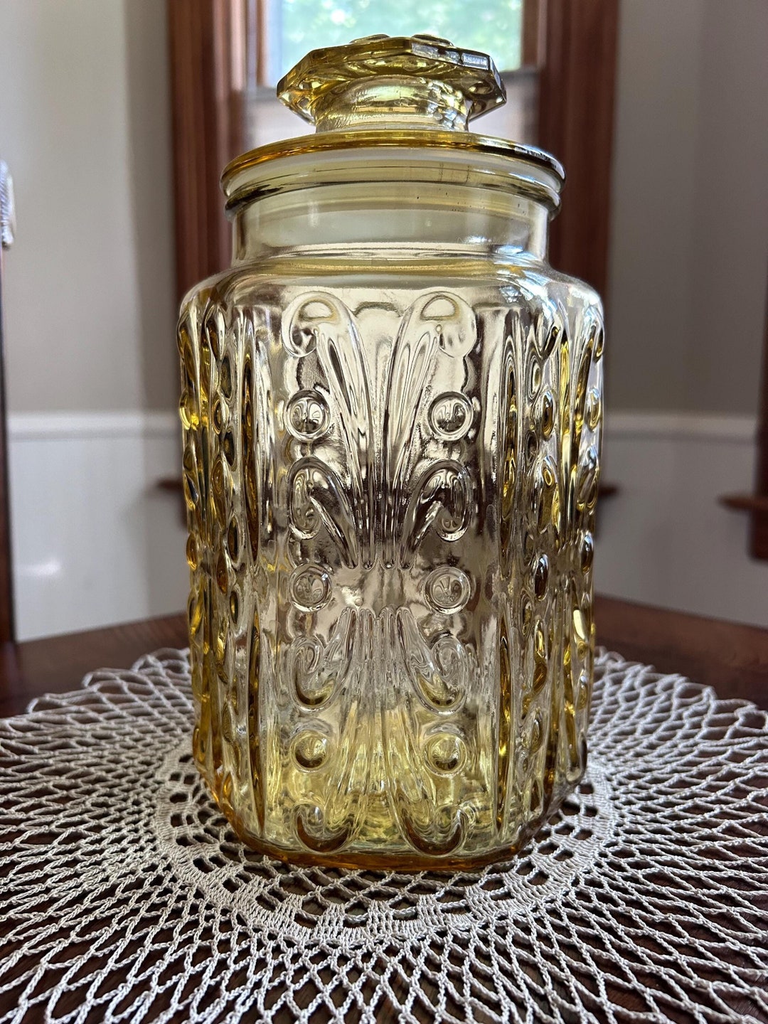 Federal Glass SHOW OFF AMBER Large Canister! - Etsy