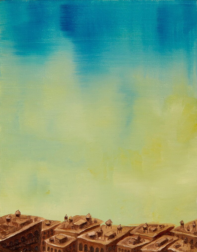 Rooftop Art Print, Sky Wall Art, City Skyline Art, Morning Light, Urban ...