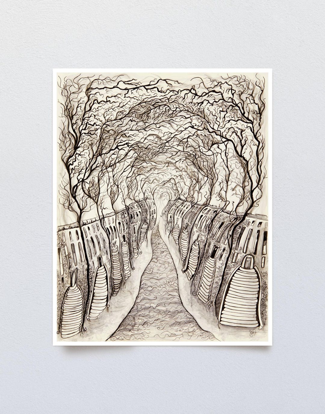 Spooky Street Art, Dark Cityscape Art, Haunted House Print, Gothic Home ...