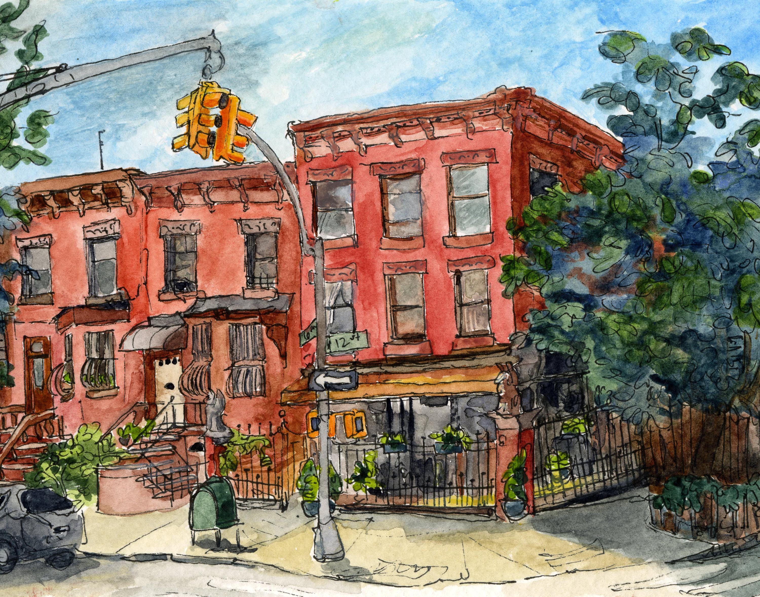 Brooklyn Art Print, Park Slope Artwork, NYC Watercolor Print, Brooklyn ...
