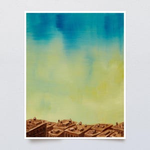 Rooftop Art Print, Sky Wall Art, City Skyline Art, Morning Light, Urban ...