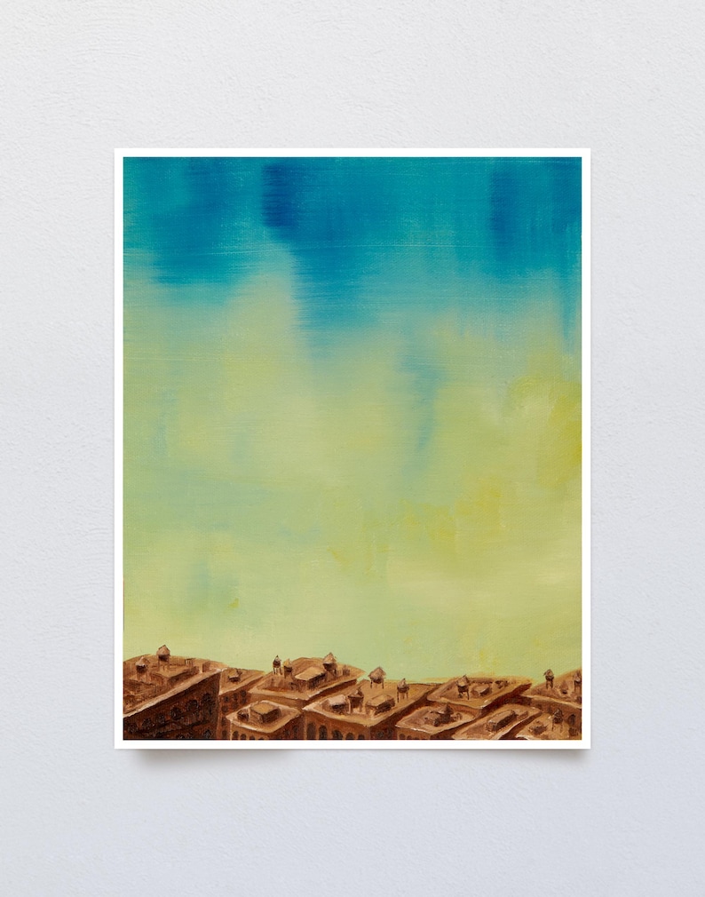 Rooftop Art Print, Sky Wall Art, City Skyline Art, Morning Light, Urban ...