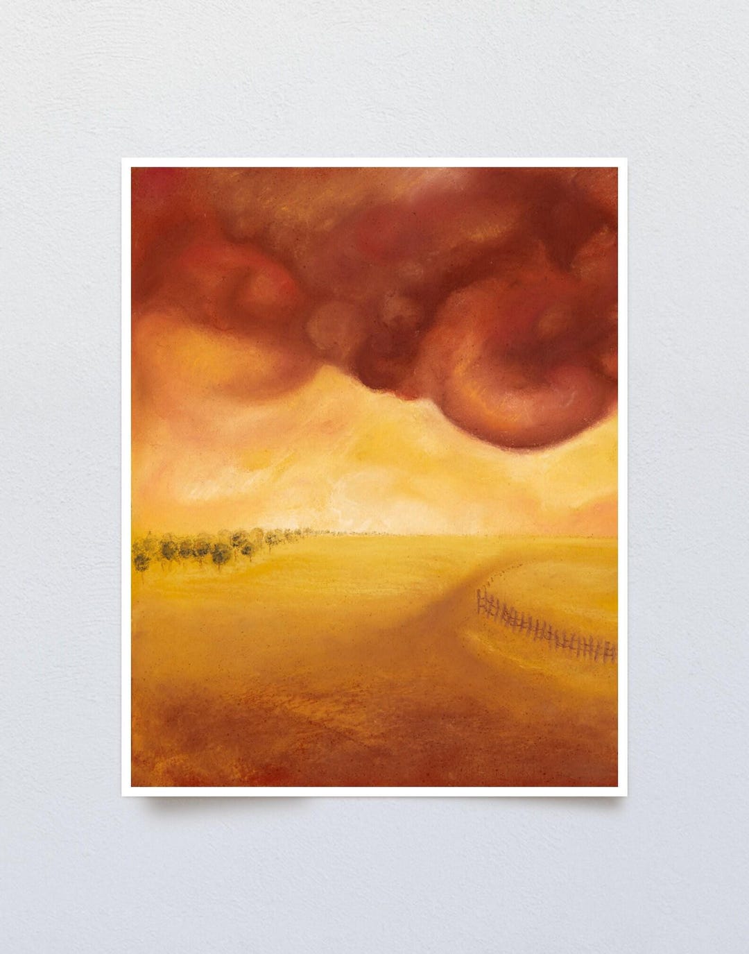 Red Field Wall Art, Upstate NY Art, Red Cloud Art, Vermont Landscape ...